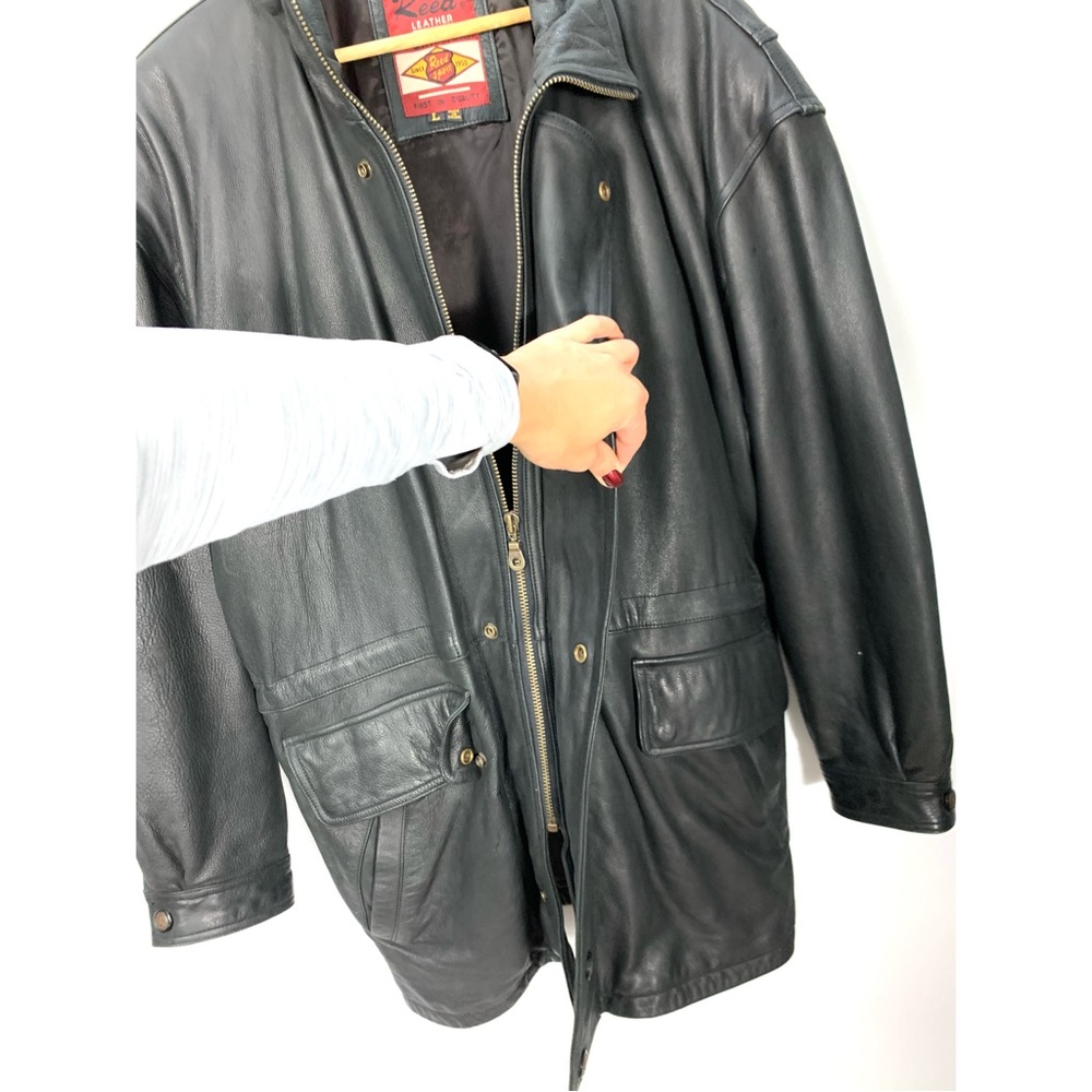 Reed Leather Sportswear Black Leather Coat - Gem
